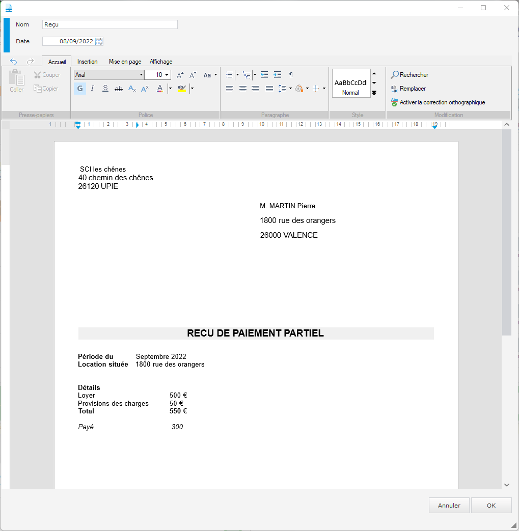 Reçu de loyer - Aide de Quittance Facile v2023